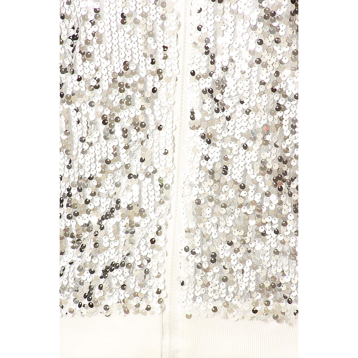 Anna-Kaci Womens Sequin Jacket Bomber Coat 1989 Slitter Outfit For Concert Party, Silver, Large