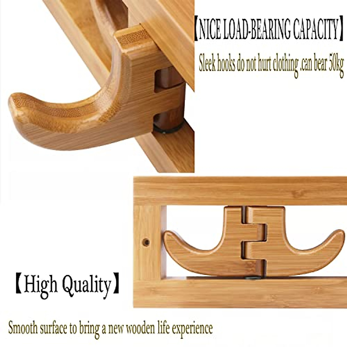 xianshengle Flip 4-Hook Wall Mounted Floating Coat Rack – Modern, Sleek, Space-Saving Hanger with 4 Retractable Hooks Wood Wall Coat Rack for Entryway, Bathroom, Bedroom