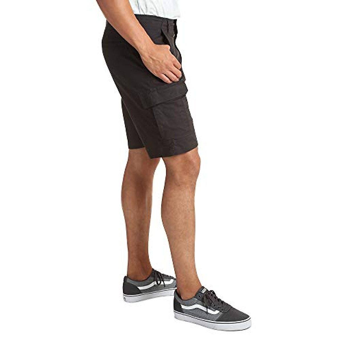 Wrangler Authentics Men’s Big & Tall Classic Relaxed Fit Stretch Cargo Short, Black Twill, 48
