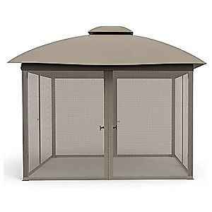 Gazebo Mosquito Netting Screen 4-Panels Universal Replacement for Patio, Outdoor Canopy, Garden and Backyard (10'x12', Beige)