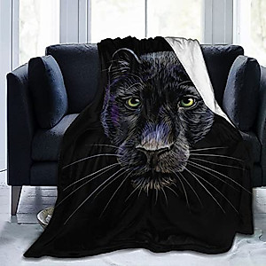 Panther Throw Blanket Realistic Animal Head Plush Fleece Flannel Blanket Ultral Soft for Sofa Couch Bed Living Room Pet Suitable for All Seasons 50"x40"