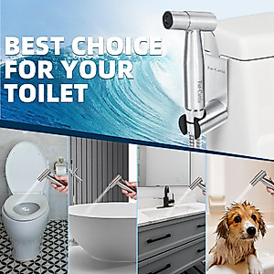 Handheld Bidet Sprayer for Toilet Portable Pet Shower Toilet Water Sprayer Seat Bidet Attachment Bathroom Stainless Steel Spray for Personal Hygiene (Hook)
