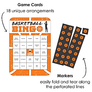 Big Dot of Happiness Basketball - Let The Madness Begin - Bar Bingo Cards and Markers - College Basketball Party Bingo Game - Set of 18