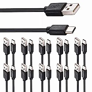 tekSonic USB Type C Cable Fast Charging [10-Pack 3.3ft], USB-A to USB-C Multi Pack Bulk Charge Cord Compatible with Samsung Galaxy S10 S9 S8 S20 S21 Plus A52 A21 A32 A11,Note 10 9 8, PS5 Controller