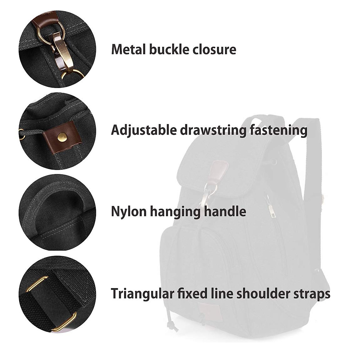 WITERY Canvas Backpack Vintage Daypack Casual Bookbag Laptop Backpacks Travel Rucksack for Women Girls Blue