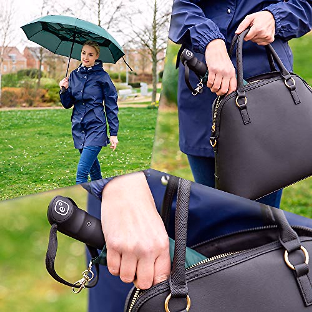 Ergonauts Windproof Vented Double Canopy Travel Umbrella with Teflon Coating - Portable Compact Foldable Lightweight Design and High Wind Resistance (Green)