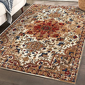 LUXE WEAVERS Geometric Floral 2527 Ivory 8x10 Traditional Southwestern Area Rug