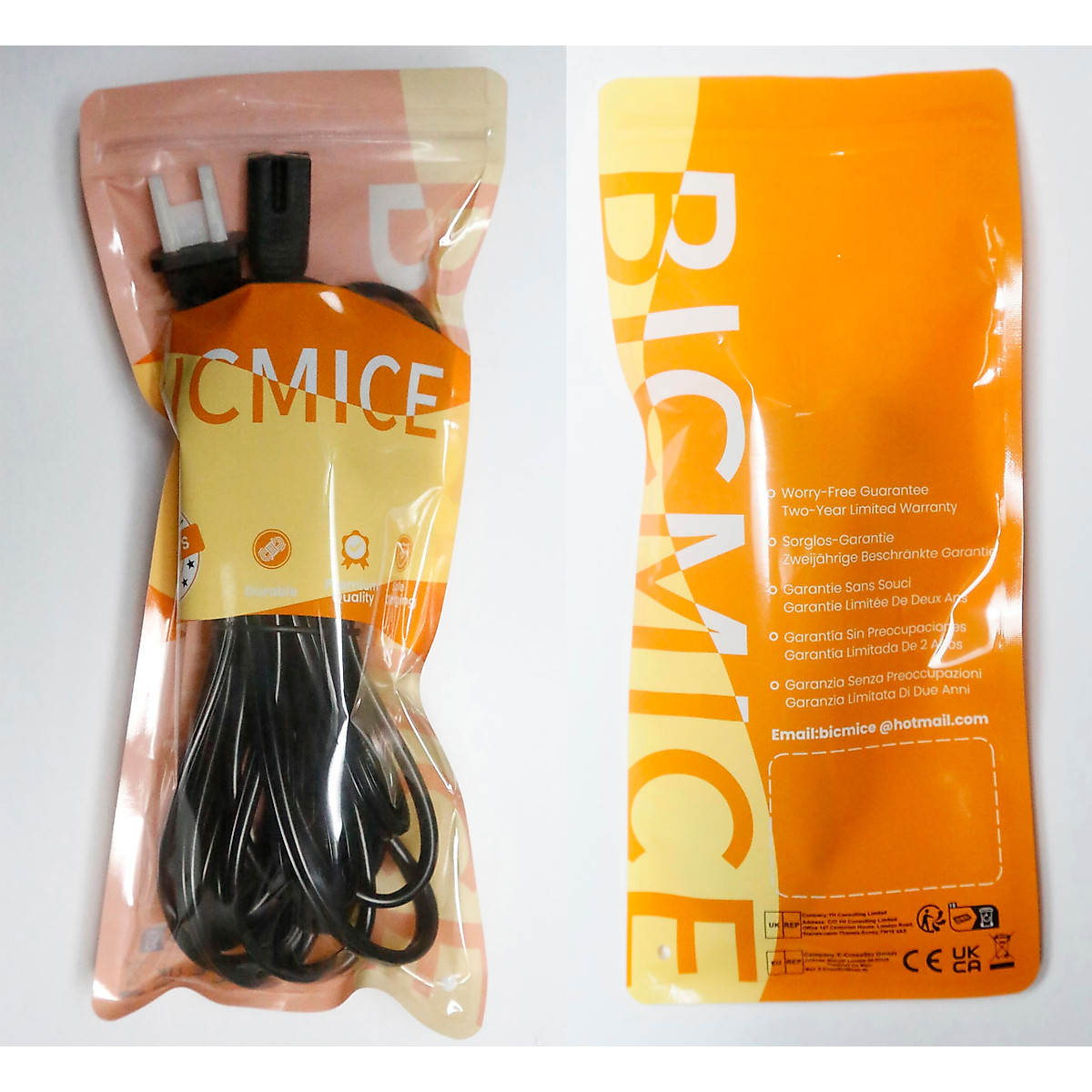 BICMICE 15Ft Extra Long 2 Prong Polarized Power Cord for Vizio-LED-TV Smart-HDTV E-M-Series Sound Bar 2 Slot Adapter-AC-Wall-Cable:IEC-60320 IEC320 C7 to NEMA 1-15P for Sharp Philips LED TV PS1 PS2