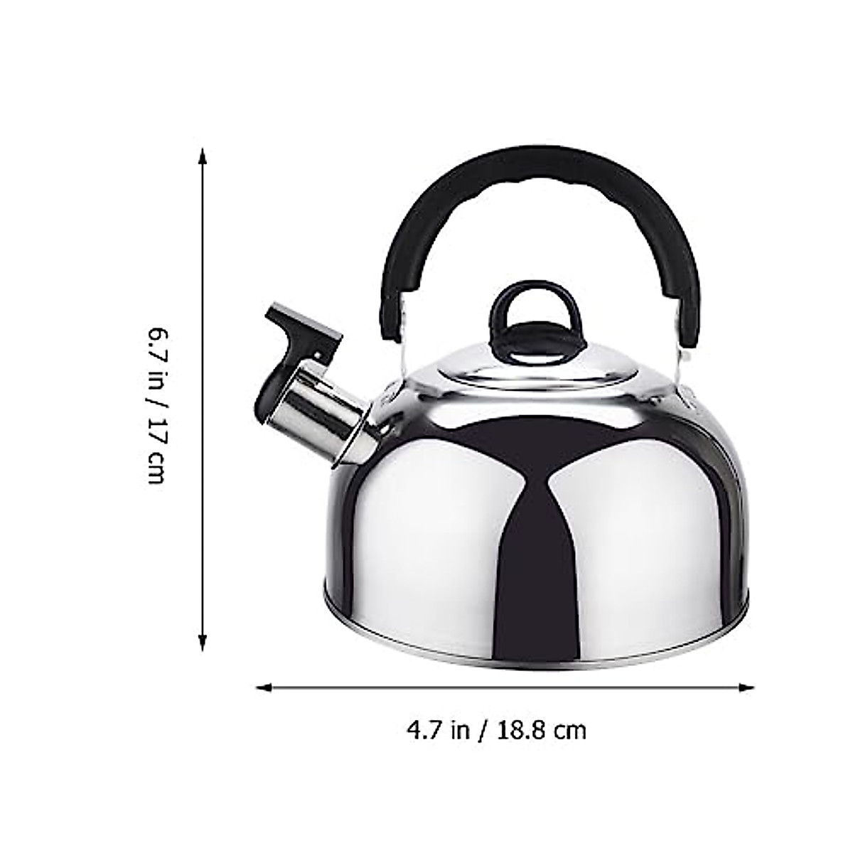 BESTonZON Stainless Steel Tea Kettle Whistling Stovetop Teapot Hot Water Boilers Metal Flat Bottom Kettle Warmer Heating Container for Home Kitchen Stovetops Gas Bbq Party 1.8L