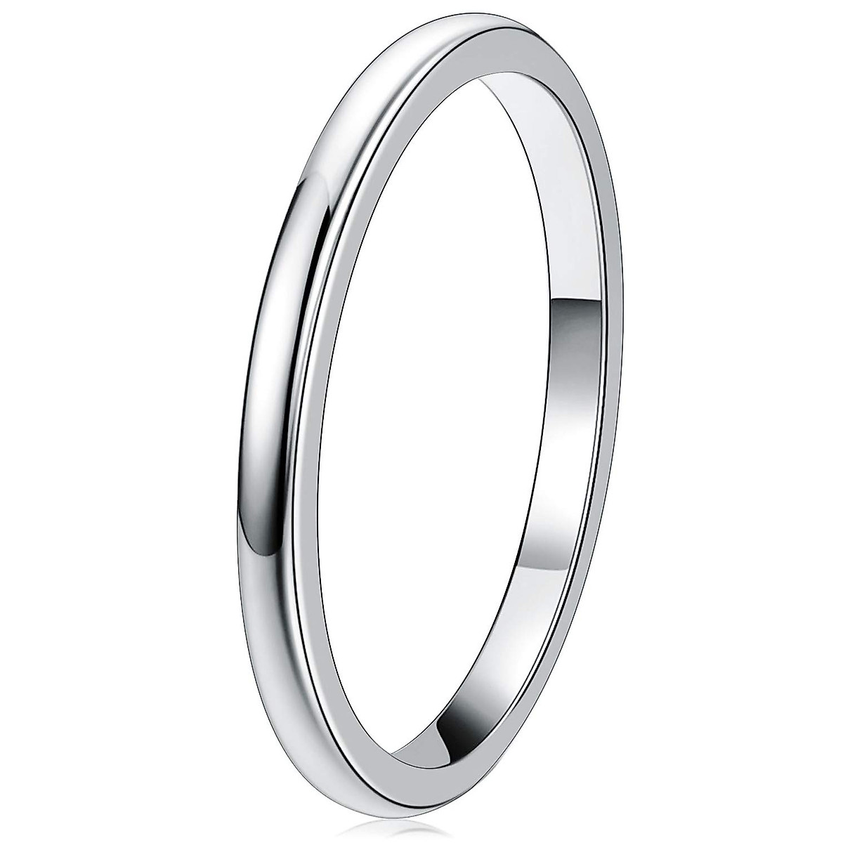 THREE KEYS JEWELRY Womens Charming Jewelry 2mm Silver Tungsten Polished Wedding Carbide Ring Band for Women Engagement Size 6