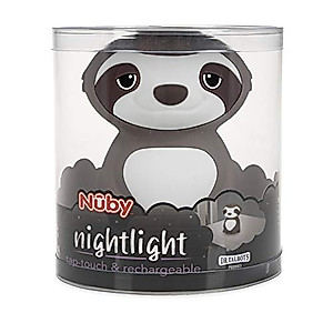 Nuby Sloth Baby Silicone Nightlight, Rechargeable, Color Changing Touch Night Light for Kids Bedside