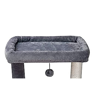 WIKI Newest 36.6 Cat Tree with Cat Condo and Hanging Hammock,Grey