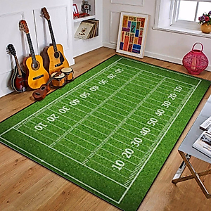 PeeNoke American Football Field Area Rug Outdoor Patio Rug Play Mat Floor Mat Modern Carpet Non-Slip Home Decor Living Room Bedroom Nursery, 6x9 ft