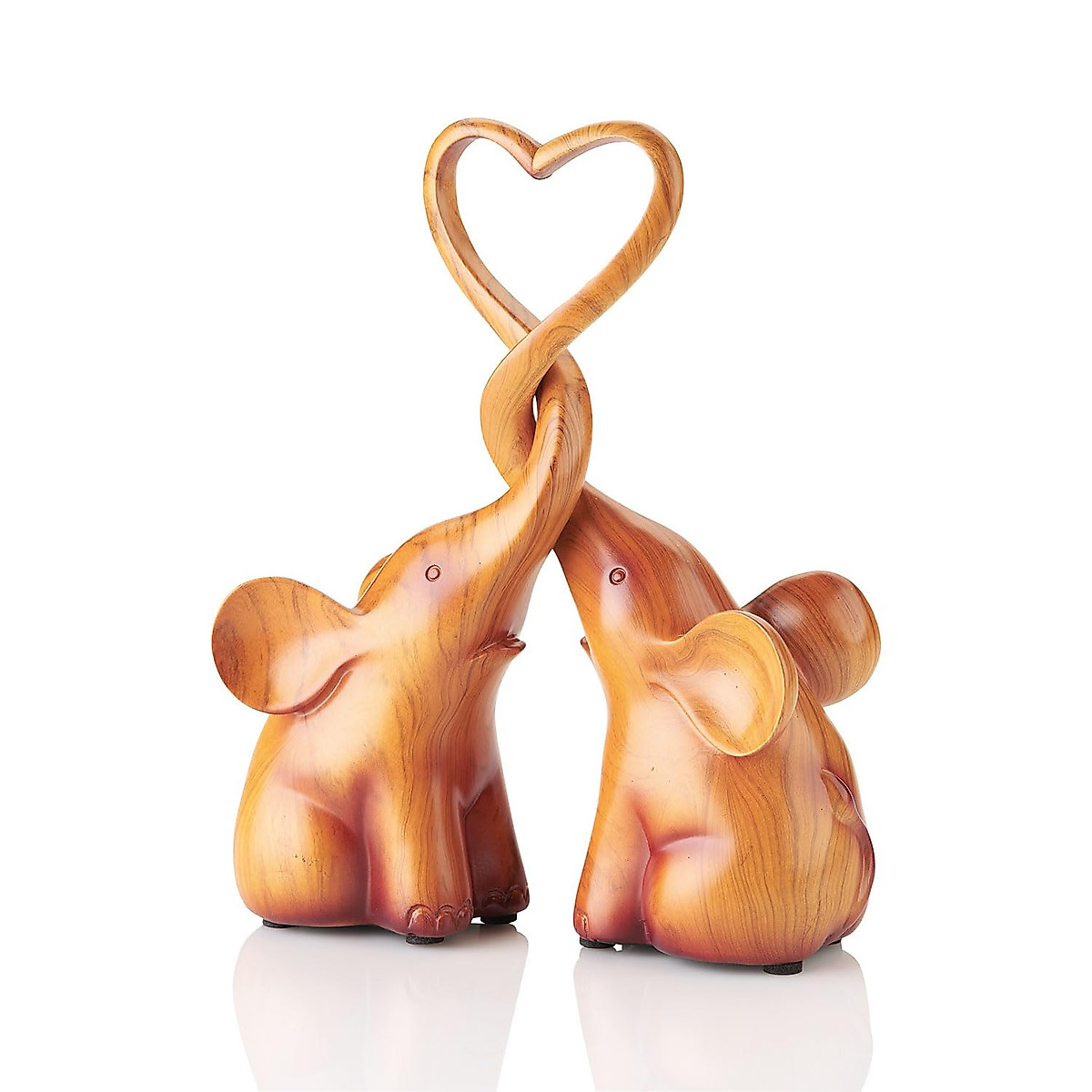 SIGNALS Loving Elephants Figurines, Wooden Elephant Statue, Elephant Figurines Home Decor