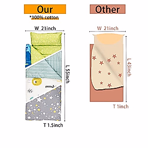 NEDVI Toddler Nap Mat with Carry Bag,Sleeping Bag with Removable Pillow,Measure 55x 21 x 1.5 Inches,Toddler Travel Bed,Lightweight - Cotton Soft,for Preschool, Daycare, Camping-Dinosaur