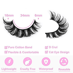 Fake Eyelashes Wispy Faux Mink Lashes D Curly Fluffy False Lashes Russian Strip Lashes Pack by Kiromiro