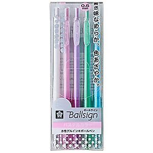 Sakura Knock Gel Ink Ballpoint Pen, Ball Sign Knock, 5 Pastel Color Assorted (GBR156-5B)