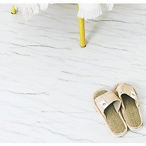 Peel and Stick Floor Tile Vinyl Flooring Peel and Stick Flooring White Marble Self Adhesive Floor Tile for Bathroom and Bedroom Marble Look 12x12 Inch (12 PCS)