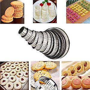 DflowerK 12 Circle Cookie Biscuit Cutter Set Pastry Cutter Premium 304 Stainless Steel Ring Baking Mold for Dough Donut Scone (Wave Edge)