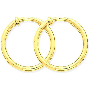 14K Yellow Gold Non Pierced Clip On Hoops Earrings