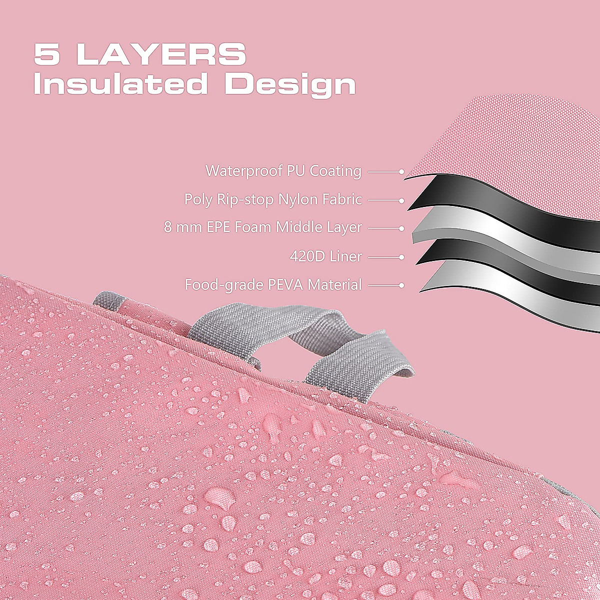 Insulated Outdoor - Leak Proof Backpack Cooler 30 Cans, Waterproof Lightweight Cooler Bag for 12h Hot/Cold Retention - Portable Soft Cooler for Travel, Camping, Beach, Lunch-Pink