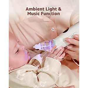 Baby Nasal Aspirator | Baby Nose Sucker | Baby Nose Cleaner, Automatic Booger Sucker for Baby, Rechargeable, with Pause & Music & Light Function（Green）