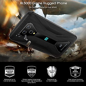 Blackview 5G Rugged Smartphone Unlocked, BL5000 Dual SIM Rugged Unlocked Phones, 8GB+128GB, Android 11, 30W Fast Charge 4980mAh Battery, 16MP+12MP Camera,6.36" HD, IP68/IP69K Waterproof Phone,GPS,NFC