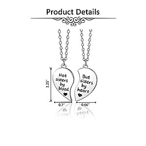 Jovivi Silver Tone Alloy BFF Necklace for 2 Best Friends Not Sisters by Blood But Sisters by Heart Matching Friendship Necklaces Women Girl Jewelry Gift