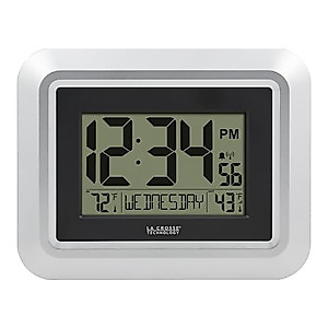 La Crosse Technology 513-1918S-INT Atomic Digital Wall Clock with Outdoor Temperature