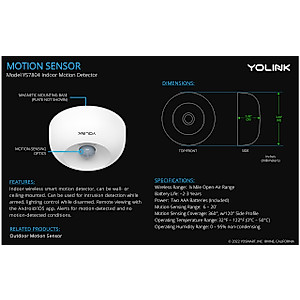 YoLink SpeakerHub & Two Motion Sensor Smart Home and Security Kit – Audio Hub Plays Tones/Sounds, Spoken Messages, LoRa-Powered ¼ Mile Range, WiFi Required