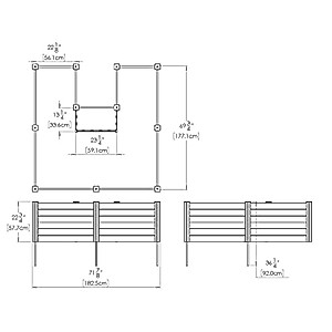 Vita Classic 6 Foot x 6 Foot x 22 inch White Vinyl Keyhole Garden with Composting Basket, BPA, Pthalate Free, VT17107