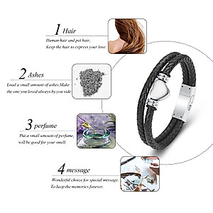 memorial jewelry Cremation Bracelet with Clasp Beads Cowhide Multi-Layer Braided Leather Urn Bracelet for Men Women