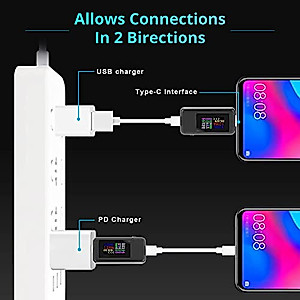 Type-C USB Tester,DC430V USB Power Meter,USB C Power Tester Voltage Current 2 in 1 Meter Voltmeter Ammeter Color Screen