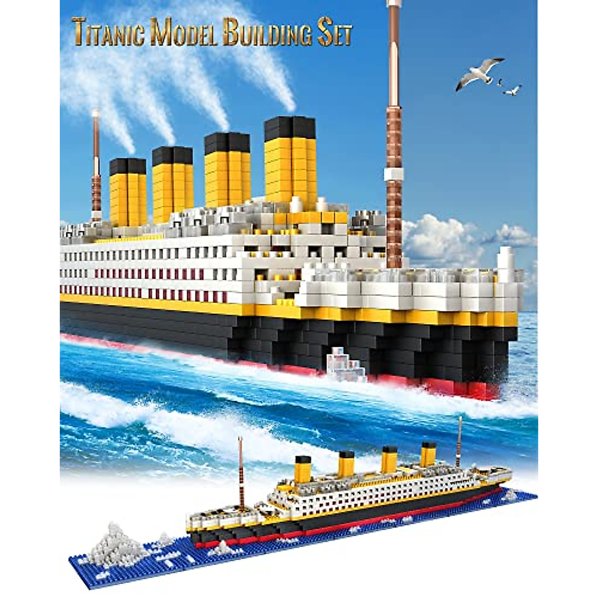HYG Toys Titanic Micro Mini Building Blocks Set, 1860Pcs Titanic Toy Ship Model Building Bricks, 3D Puzzle Sets DIY Educational Toys Gift for Adults and Kids