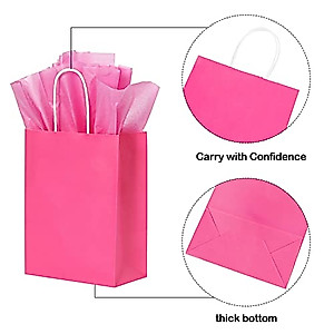 PINWATT 32 Pieces Gift Bags with 32 Tissues, 10.6" Gift Bags Medium Size, 8 Colors Party Favor Bags Rainbow Goodie Bags with Handles for Birthday, Party Supplies, Wedding, Holidays and Gifts