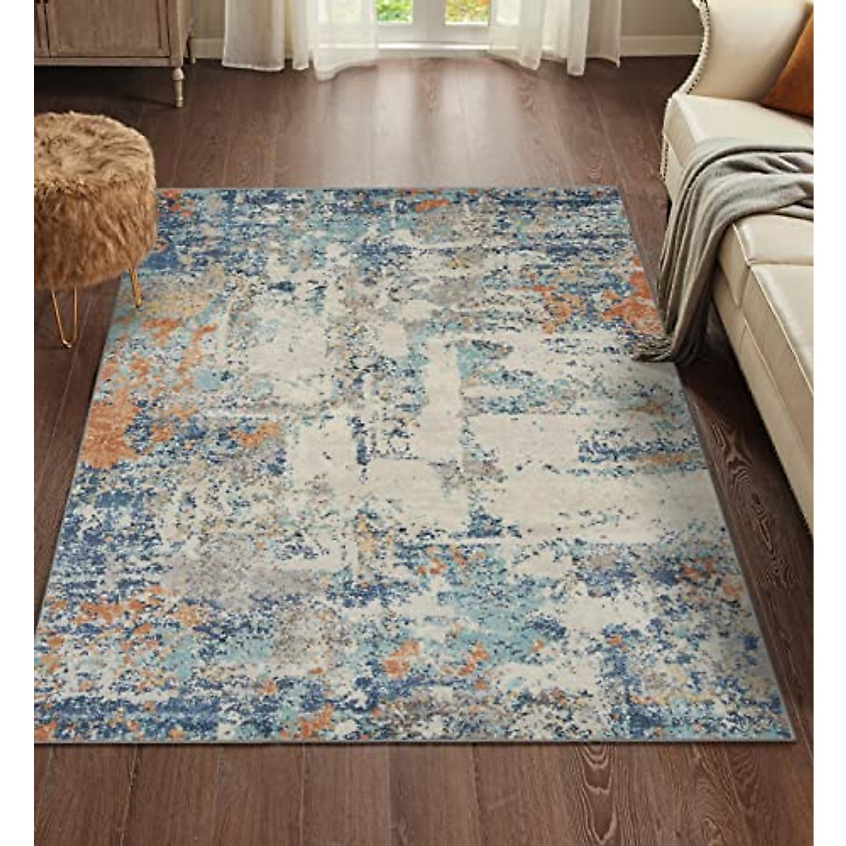 LUXE WEAVERS Abstract Blue Multi Colored 9x12 Area Rug