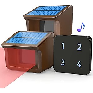 Driveway Alarm Wireless Long Range Weatherproof- 1/2Mile Solar Driveway Alarm System- 3 Adjustable Sensitivities-Fully Weatherproof Outdoor Motion Sensor&Detector DIY Security Alert System