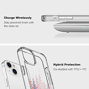 ICEDIO for iPhone 14 Case with Screen Protector - Clear with Fashionable Trendy Patterns-Designed for Girls and Women - Slim Fit Cover - Protective Phone Case 6.1” - Cute Trees Floral Flower