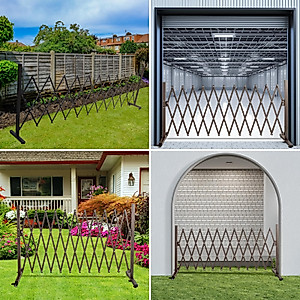 TECSPACE Aluminum Expandable Garden Fence, Portable Barricade Gate with Casters, Expansion Size 126×15.2×40.6 inches, Flexible Fence Mobile Barricade Safety Barrier, Pet Fence Gate Adjustable