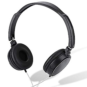 Portable Folding Headset, Wired Stereo Bass Over Head Heaphones, Noise Cancelling Soft Earmuff HiFi Music Headphone Support TF Card