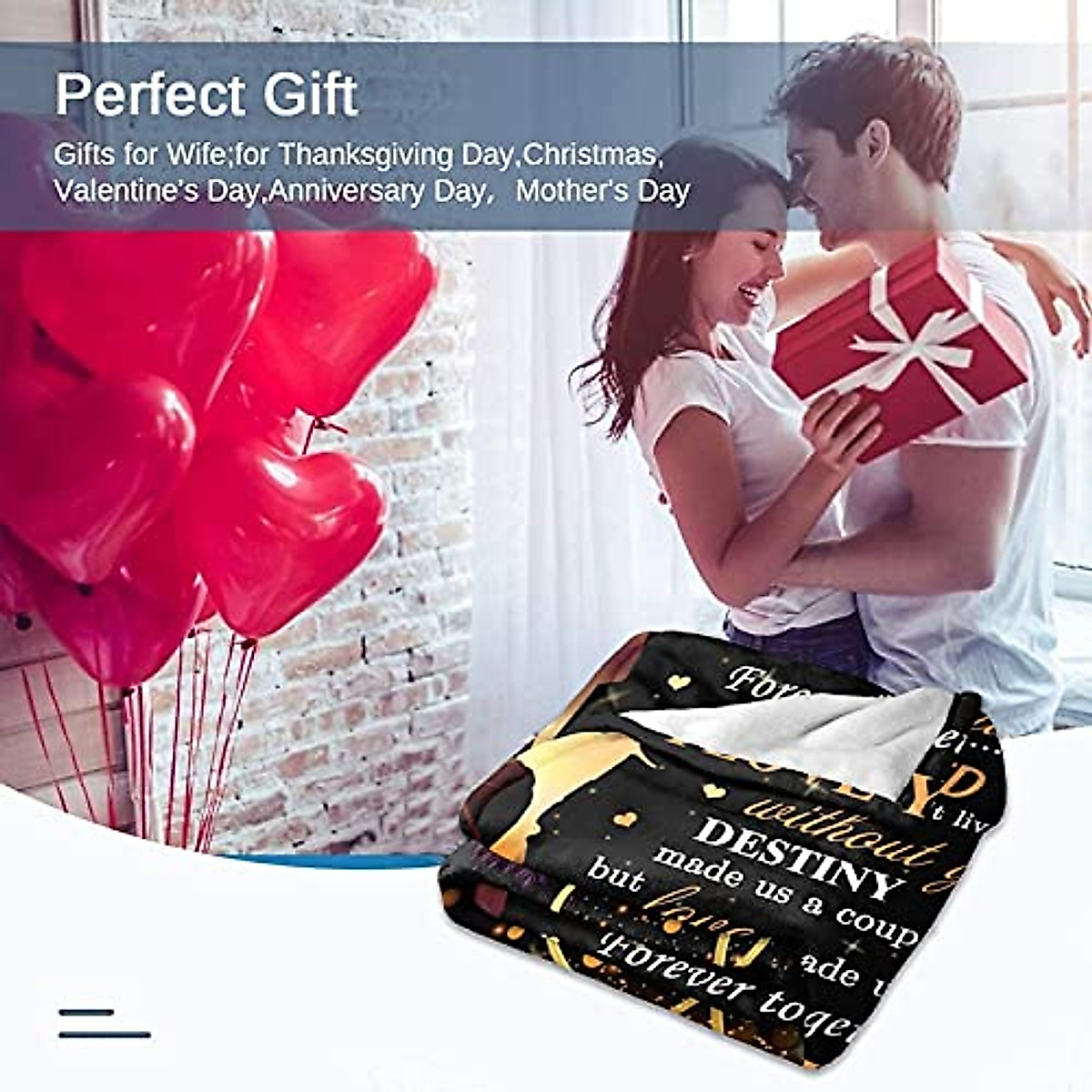 Joyloce to My Wife Blanket from Husband for Wife | Super Soft Fleece Couples Throw Blankets 60x50 Inches | Romantic Women Valentine's Day Birthday Gifts Ideas for Her Bed Sofa Decor