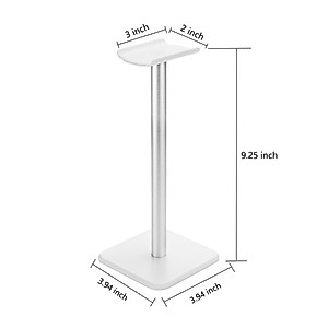 Deear Headphone Stand Gaming Headset Holder Universal Aluminum Metal Headphone Holder Hanger with Aluminum Supporting Bar Flexible Headrest ABS Solid Base for All Headphone,White