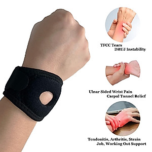 Wrist Brace For TFCC Tears, Adjustable Wrist Wrap with Soft Ring Pad for Ulnar Sided Wrist Pain, DRUJ Instability, Tendonitis, Strain, Carpal Tunnel, Wrist Support for Men Women Working Out, Sports