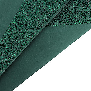 Mulian LilY M092 Women Satin Rhinestones Evening Bags Prom Bridal Clutch Purse Cross Body With Detachable Chain Strap Green