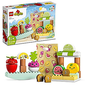 LEGO DUPLO My First Organic Market 10983, Fruit and Vegetables Toy Food Set, Learn Numbers, Stacking Educational Toys for Toddlers 18 Months - 3 Years Old