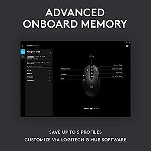 Logitech G MX518 Gaming Mouse Hero 25K Sensor, 25,600 DPI, ARM-Processor, 8 Programmable Buttons - Black/Grey