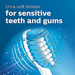 Philips Sonicare Genuine Sensitive Replacement Toothbrush Heads for Sensitive Teeth, 3 Brush Heads, White, HX6053/64