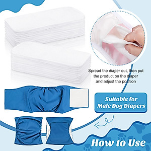 Tondiamo 20 Pieces Dog Diaper Pads Washable Reusable Replaceable Diapers Liner Pads for Small Medium Dog (Male, Medium) white