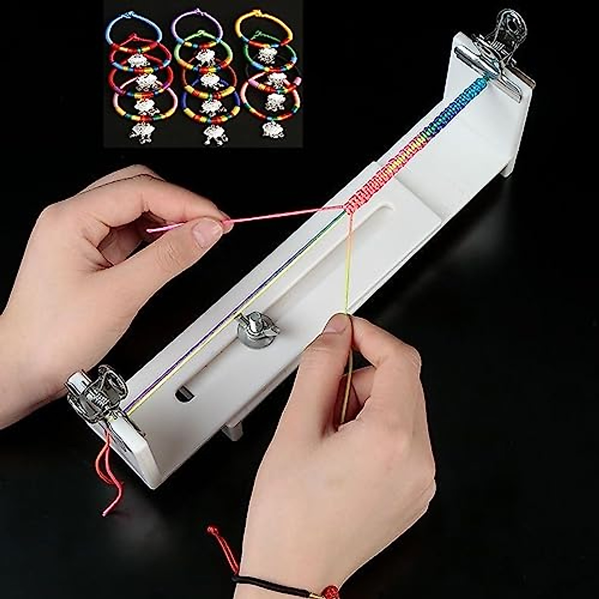 FECCY Jig Bracelet Maker, Bracelet Jig with Clips, U Shape Wristband Maker Acrylic, Hand Knitting Control Simple Operation for Bracelet Making DIY Bracelet Tool (Acrylic)