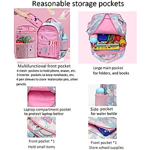 ETAISHOW Girls Heart-Print Backpack for School Elementary Kids School Bag Waterproof Bookbag Lightweight